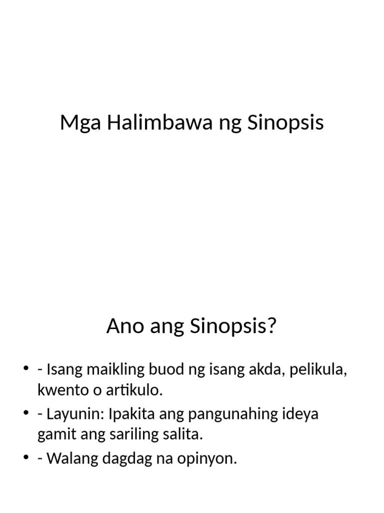 Mga Halimbawa NG Sinopsis | PDF