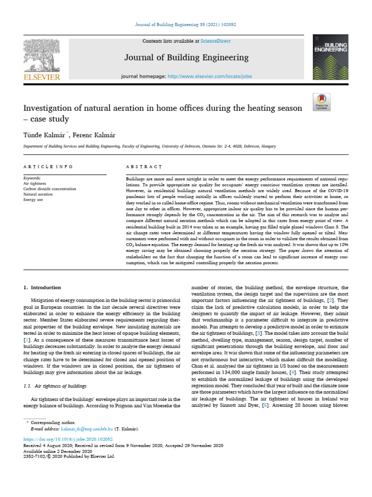 Investigation of Natural Aeration in Home Offices During The Heating ...