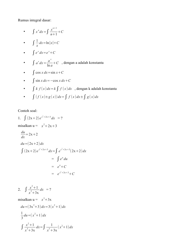 Rumus Dasar Integral | PDF