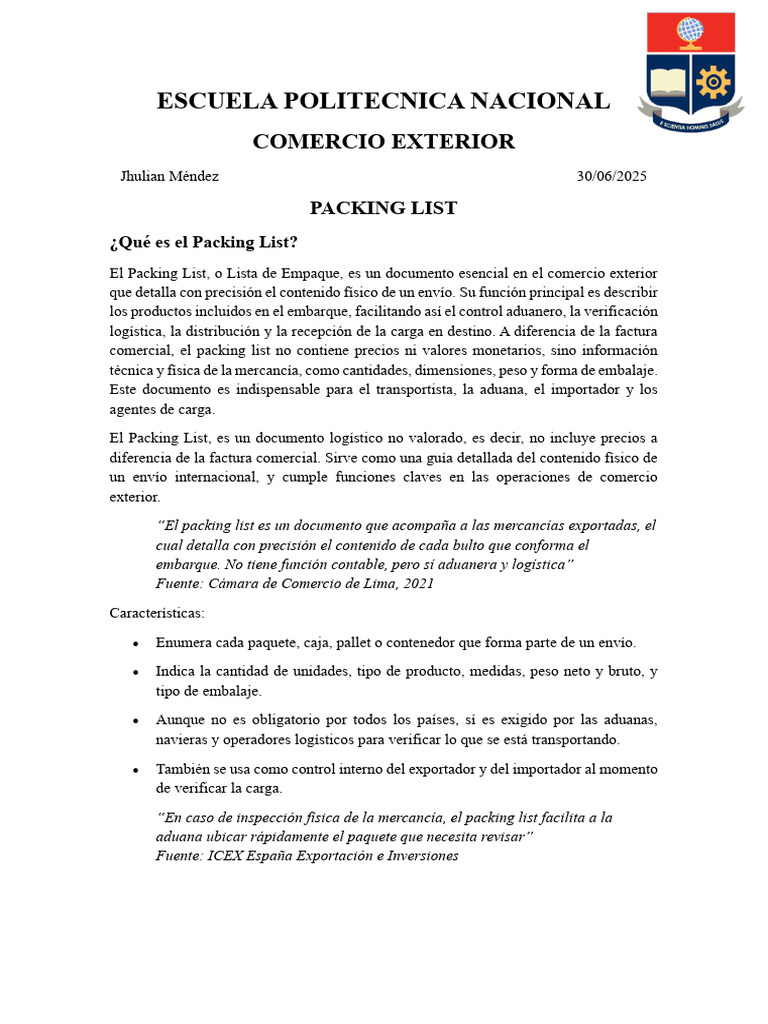 Importancia del Packing List en Aduanas | PDF | aduana | El comercio ...