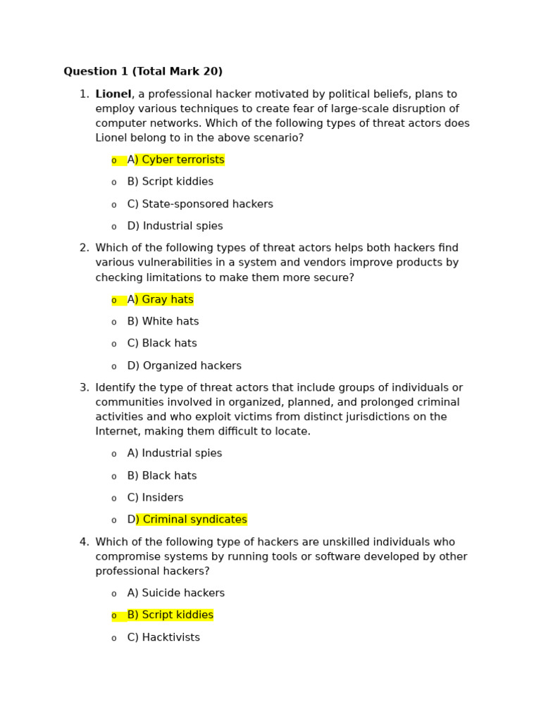 Types of Cyber Threat Actors and Phases | PDF | Malware | Security