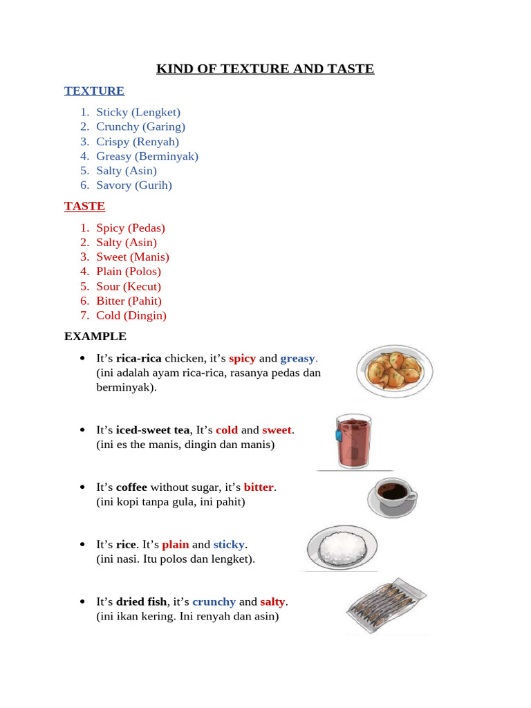 Kind of Texture and Taste | PDF
