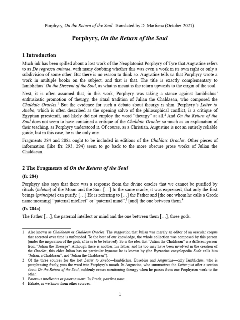 Porphyry's Insights on Soul's Return | PDF | Soul | Nous