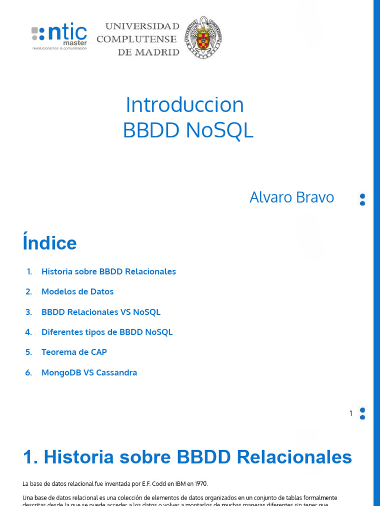 Comparativa de BBDD Relacionales y NoSQL | PDF | Bases de datos | Base ...