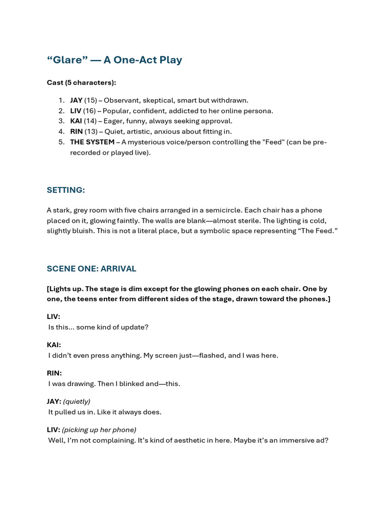 The Feed: A Play on Identity | PDF