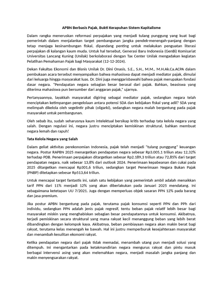 APBN Berbasis Pajak | PDF