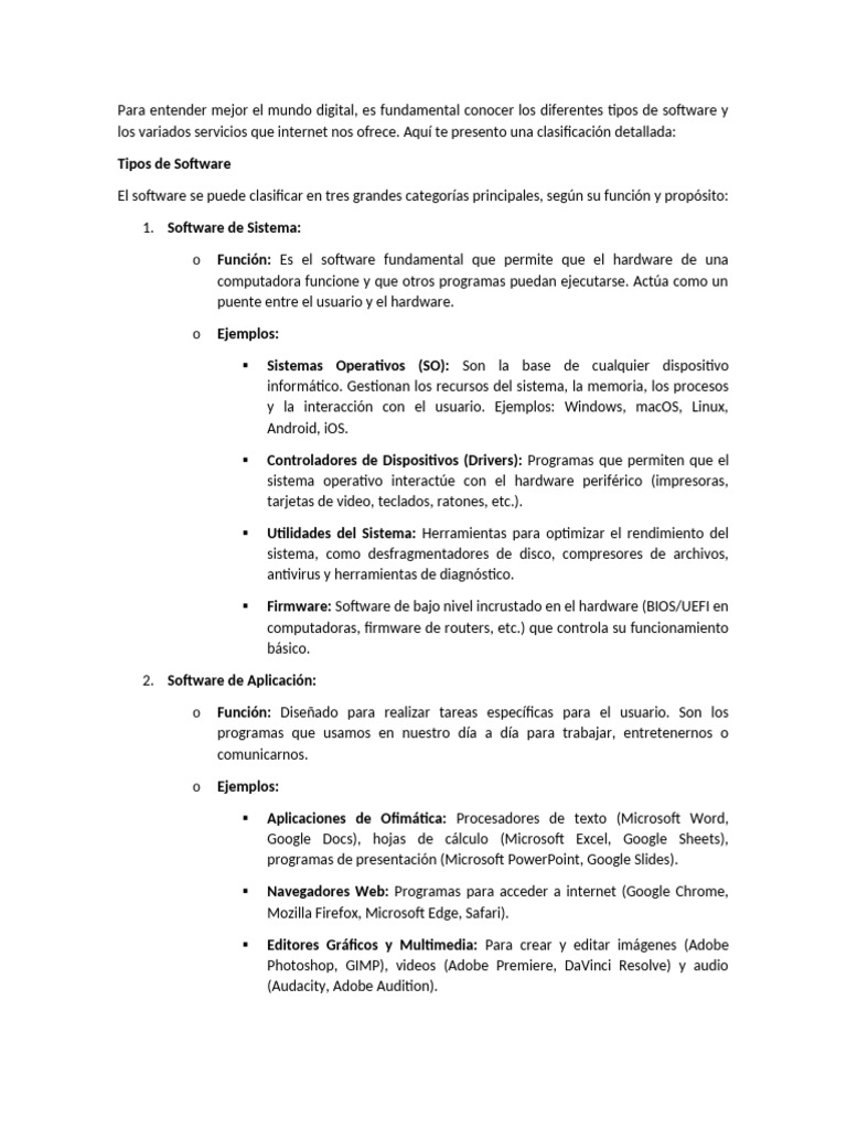 Taller Sofware y Servicios de Internet | PDF | Internet | Hardware de la computadora