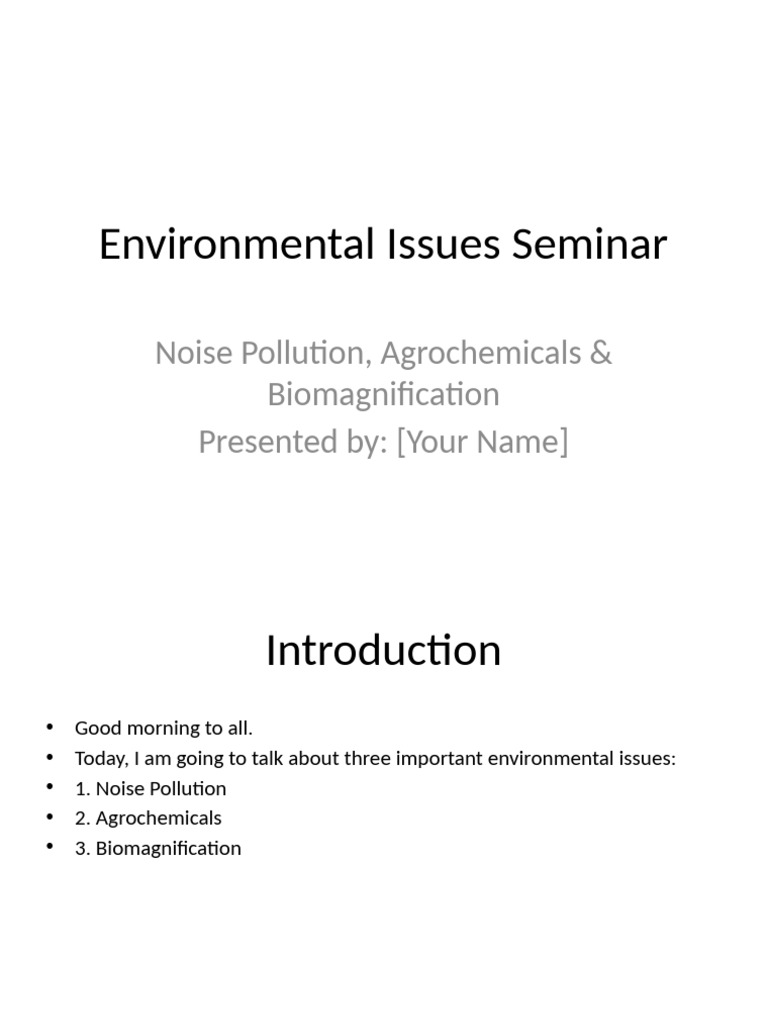 Environmental Issues Seminar | PDF