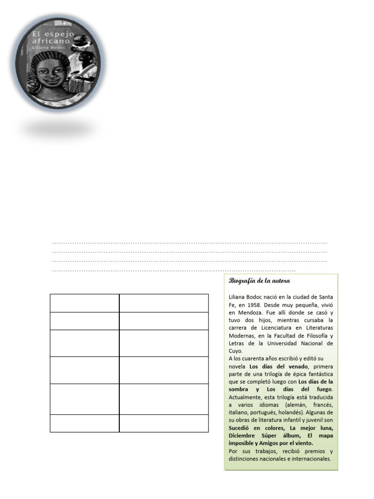 Guia de Analisis Literario El Espejo Africanolilia 240730 213645 | PDF ...