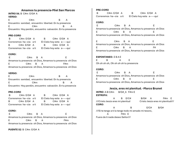 Amamos Tu Presencia Mi Plenitud | PDF | Cristo (título) | Creencia religiosa y doctrina