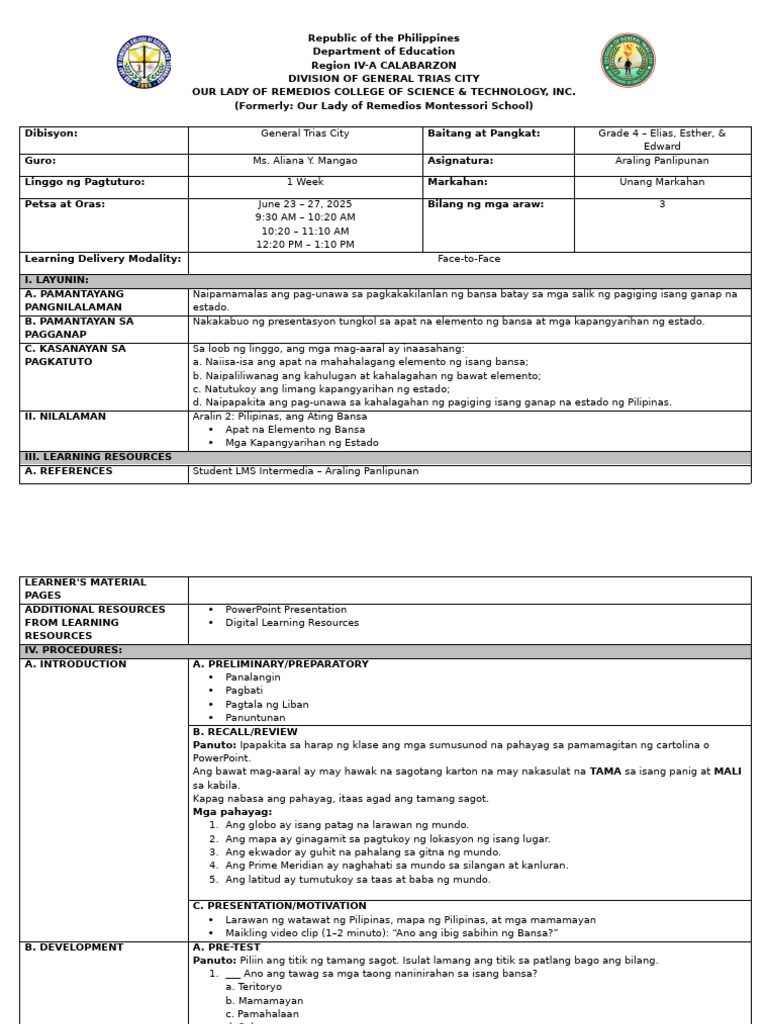 Ap4 - Q1 - Week 2 | PDF