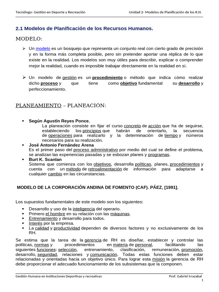 2.5 Modelos de Planificacion RH | PDF | Gestión de recursos humanos | Planificación