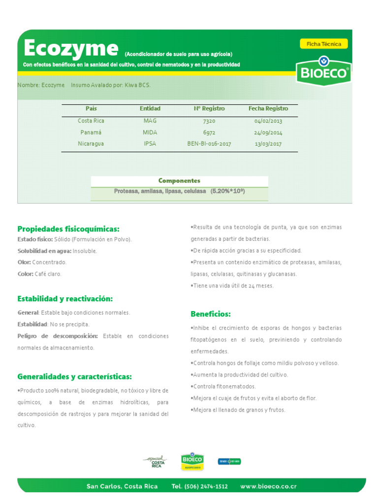 Ecozyme: Acondicionador de Suelo Agrícola | PDF | Hongo | Patologia de ...