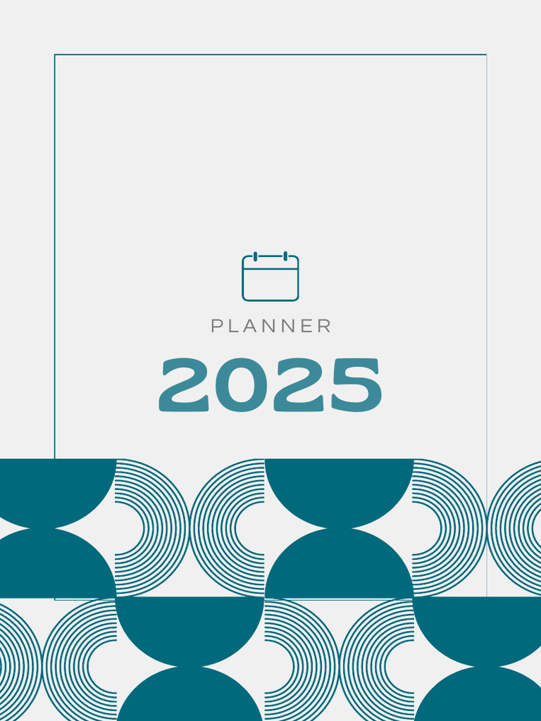 Calendário Planner Anual Completo Simples Geométrico Azul Documento A4 (A5) | PDF