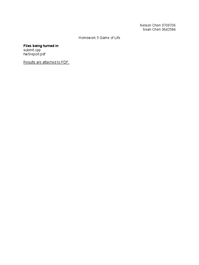 Homework Game of Life Results Analysis | PDF