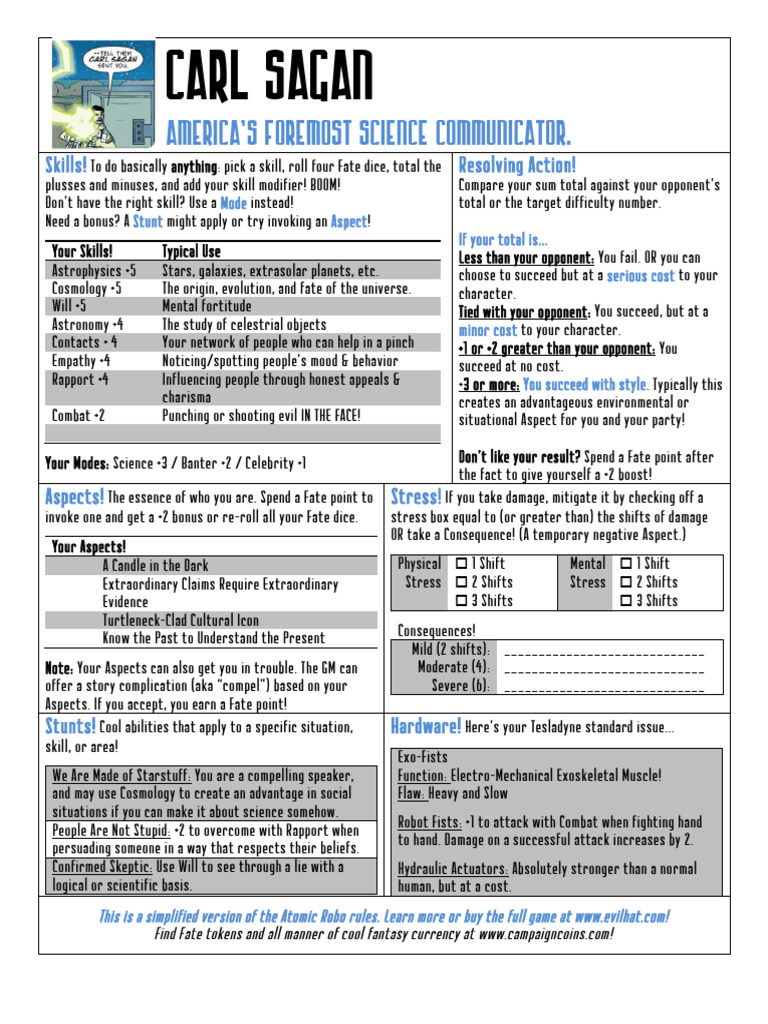 C Carlsagan Char Sheet | PDF