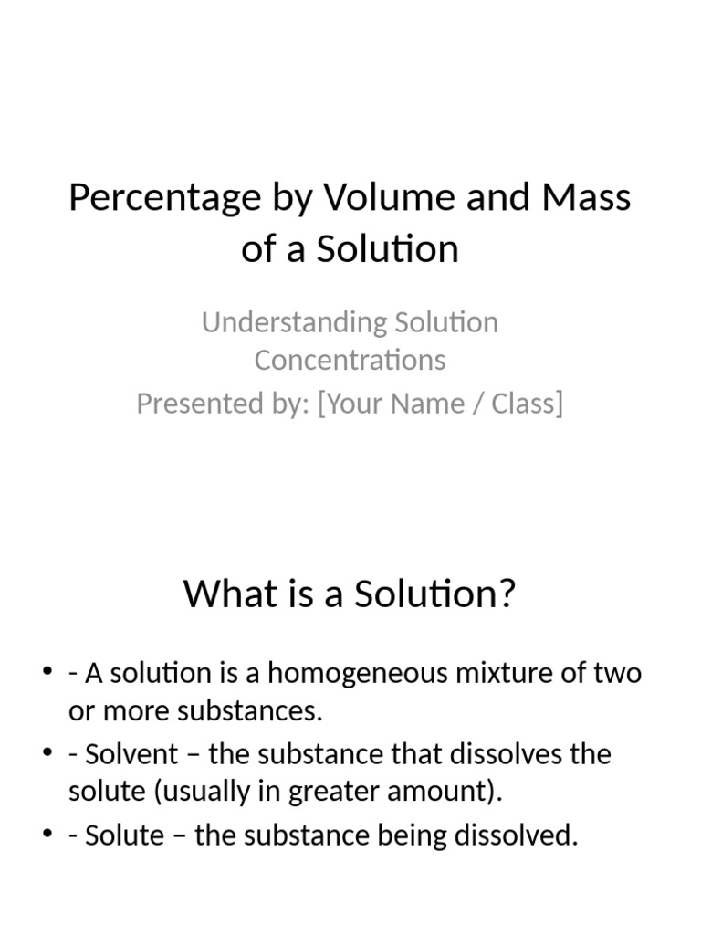 Calculating Mass and Volume Percentages | PDF