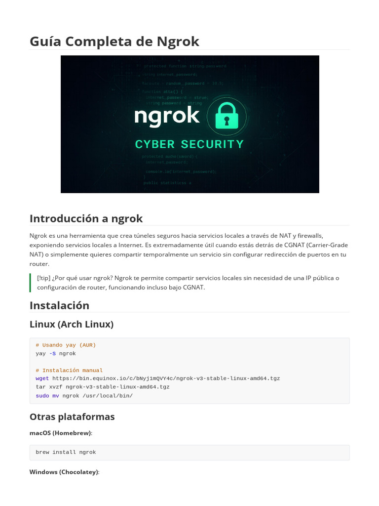 Guia Completa Del Uso de Ngrok | PDF | Protocolo de Control de Transmisión | Internet