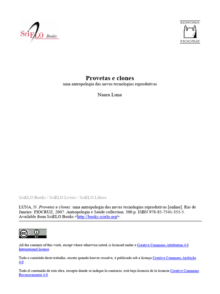 Livro Naara Luna-Provetase Clones | PDF | Fertilização In Vitro | Clonagem