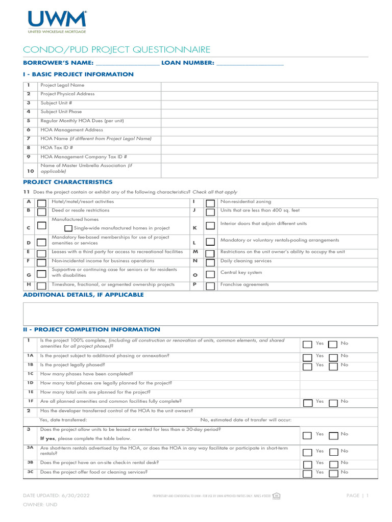 Completed - Full Review Questionnaire | PDF | Condominium | Foreclosure