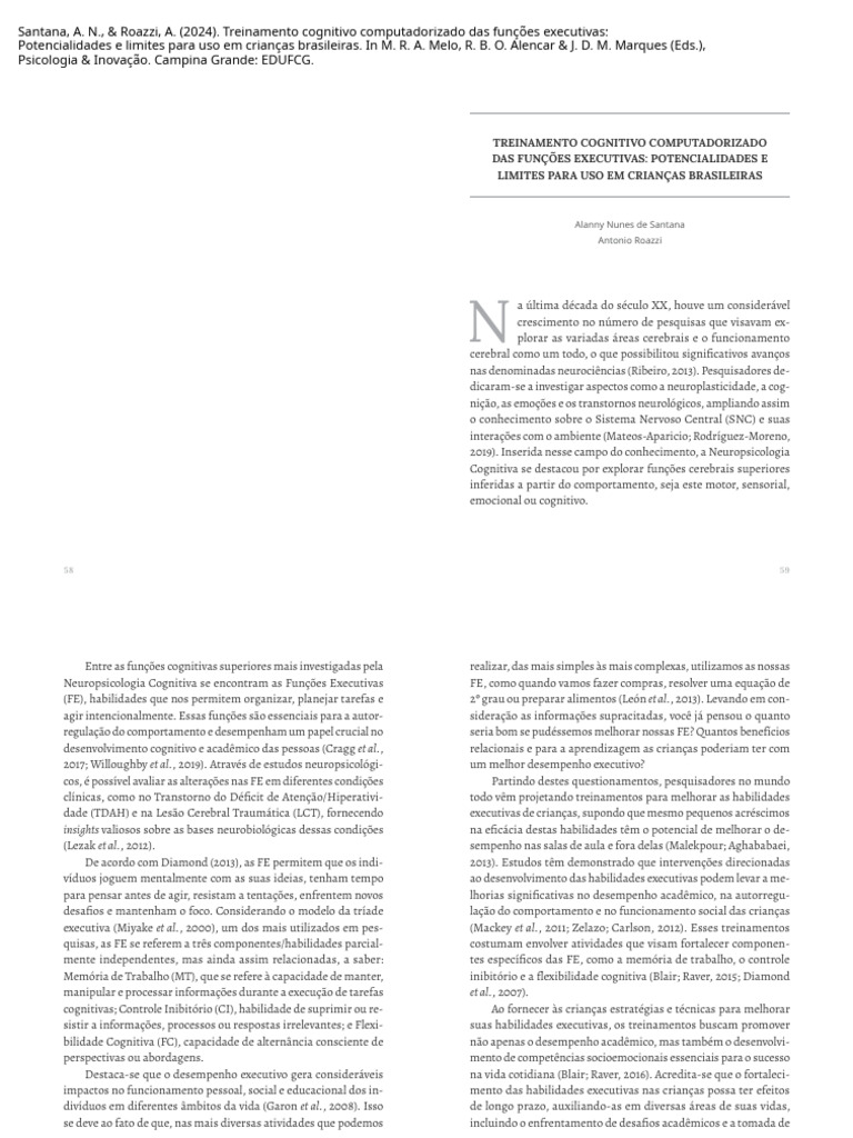 Treinamento Cognitivo em Crianças Brasileiras | PDF | Memória ...