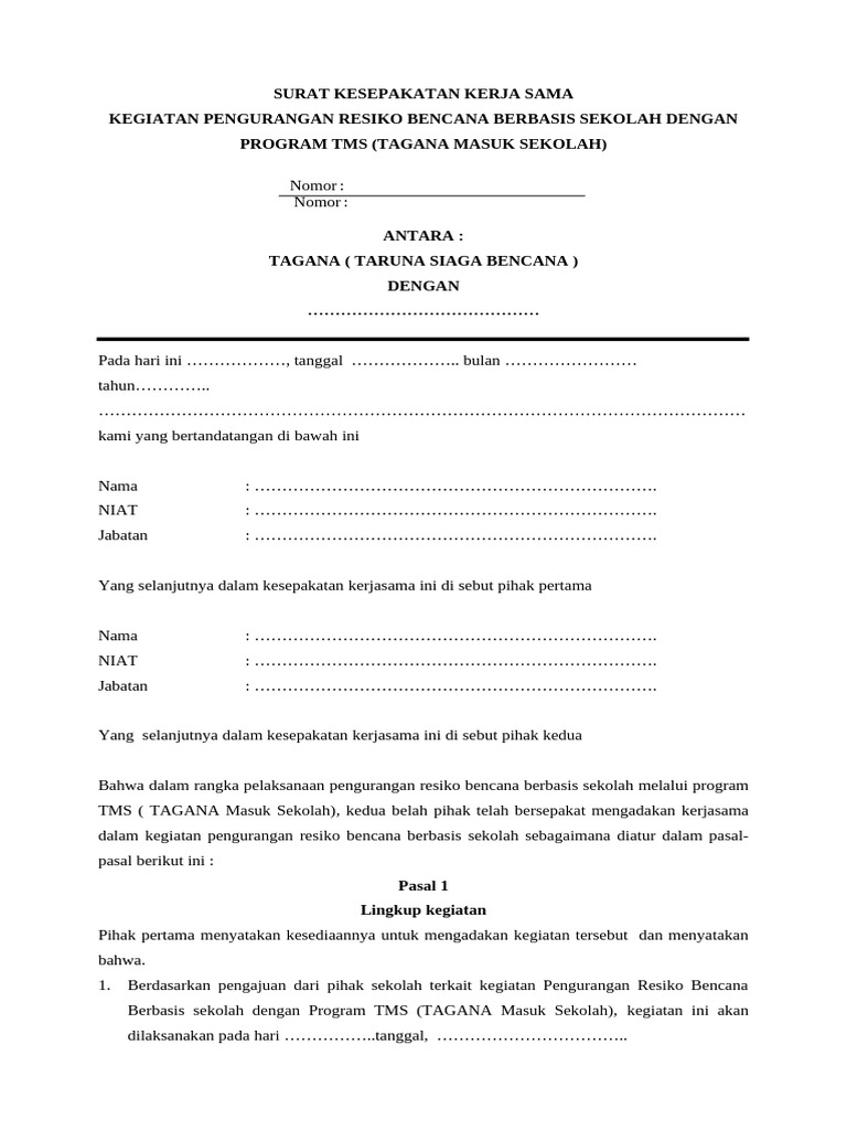 Form Asesment Tms Dan Akta Kerja Sama | PDF