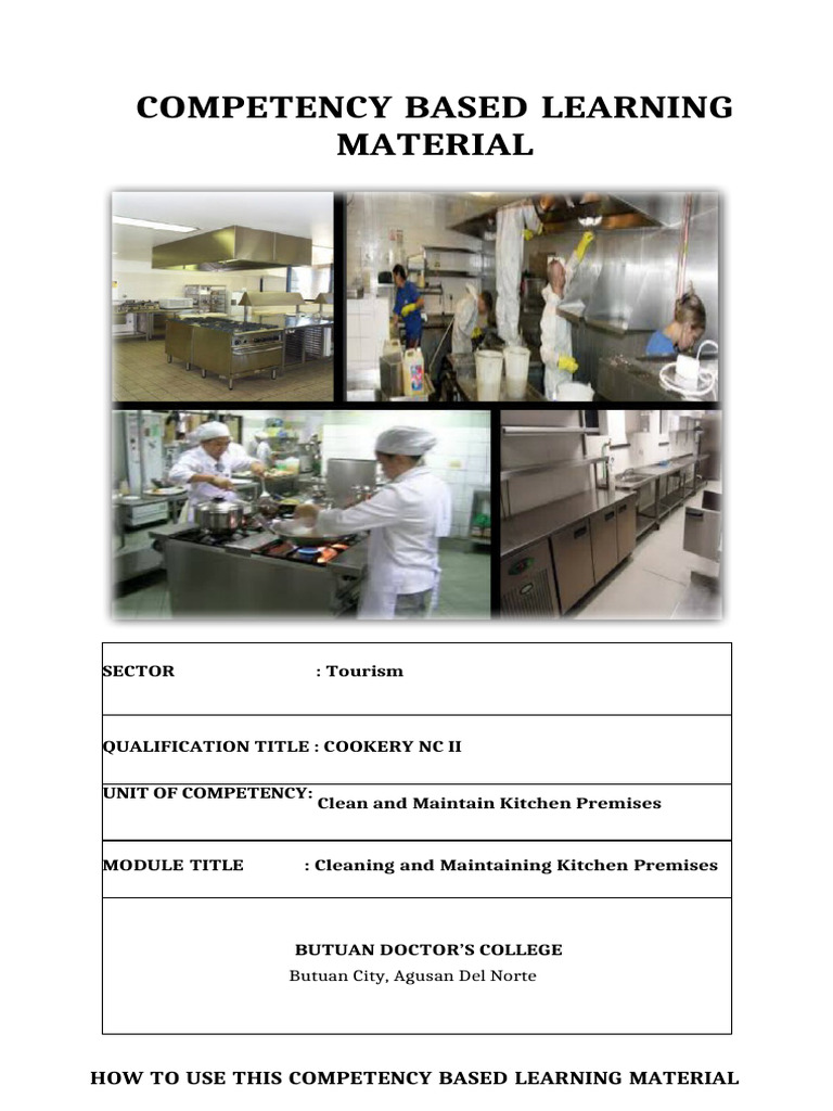 Core1. Clean and Maintain Kitchen Premises | PDF | Dishwasher | Foodborne Illness