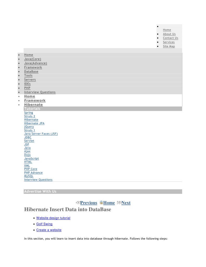 Hibernate Insert Data Into Database Tutorials Pdf Php Xml 0578