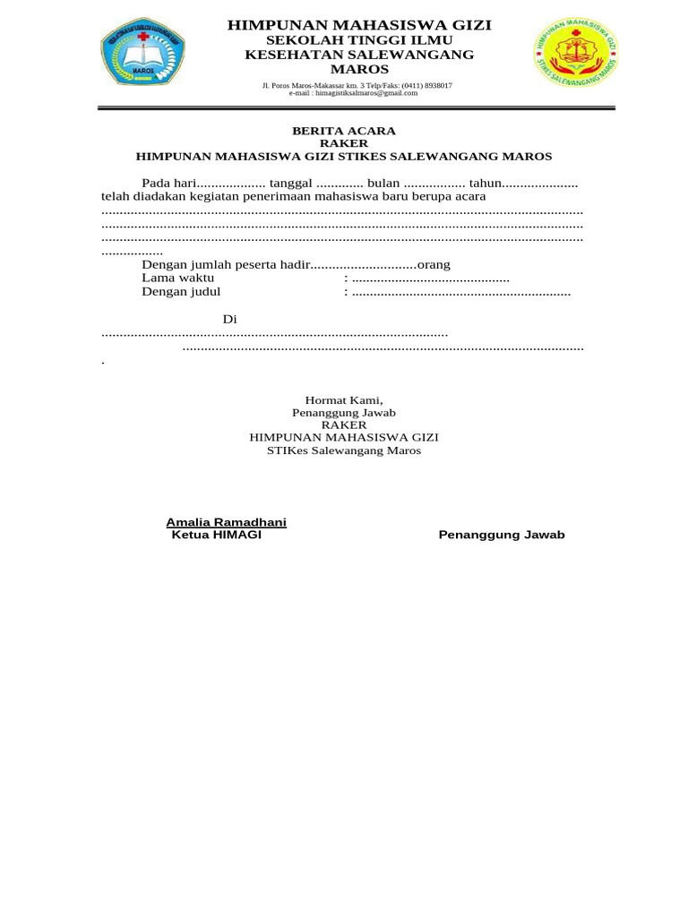 Berita Acara Raker | PDF