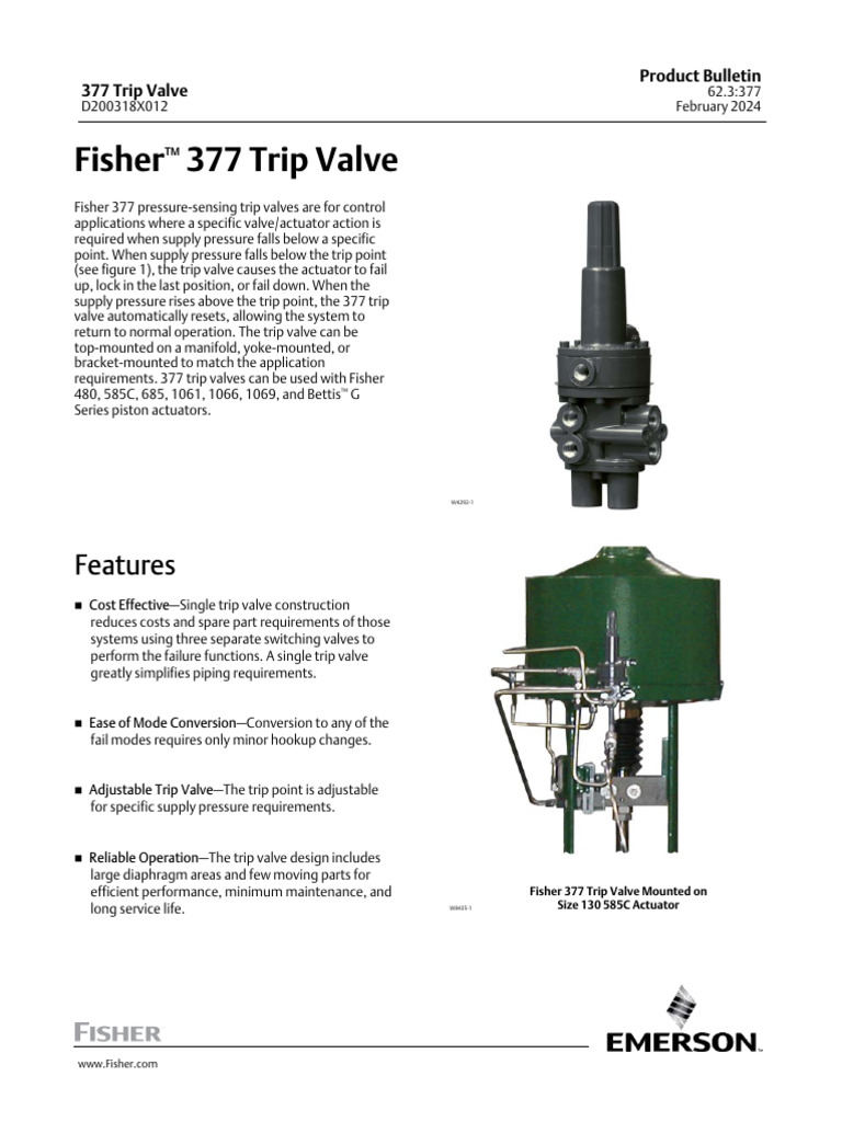 Fisher 377 Trip Valve Overview | PDF | Valve | Actuator