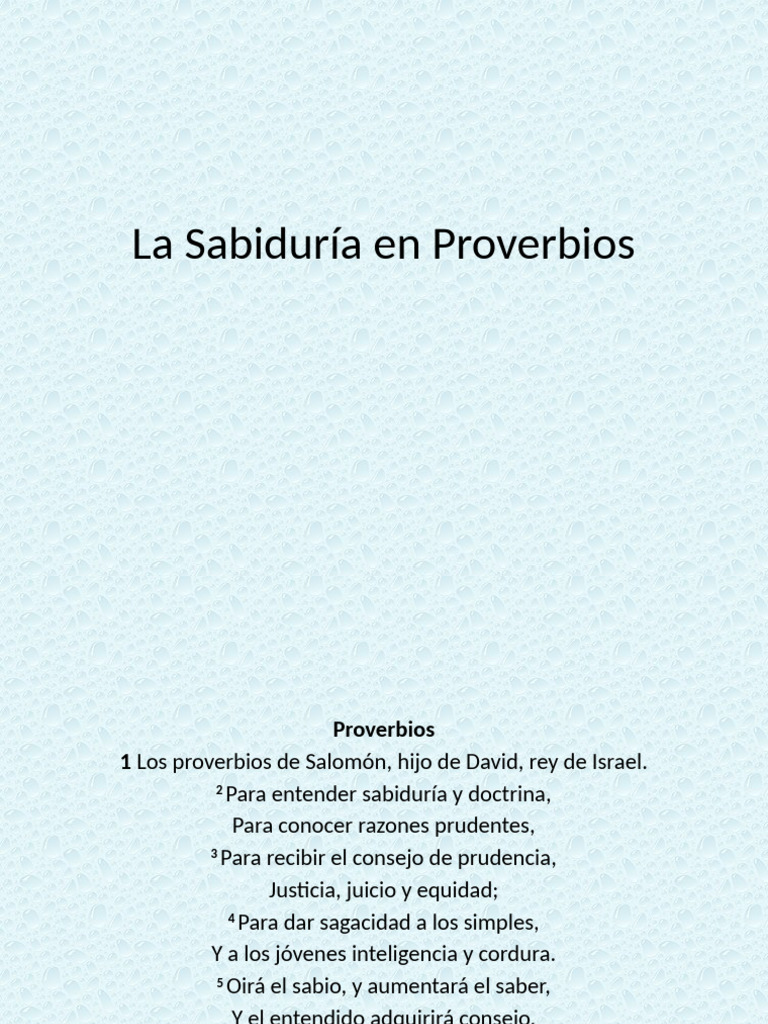 Sabiduria en Proverbios | PDF | Sabiduría | Libro de proverbios