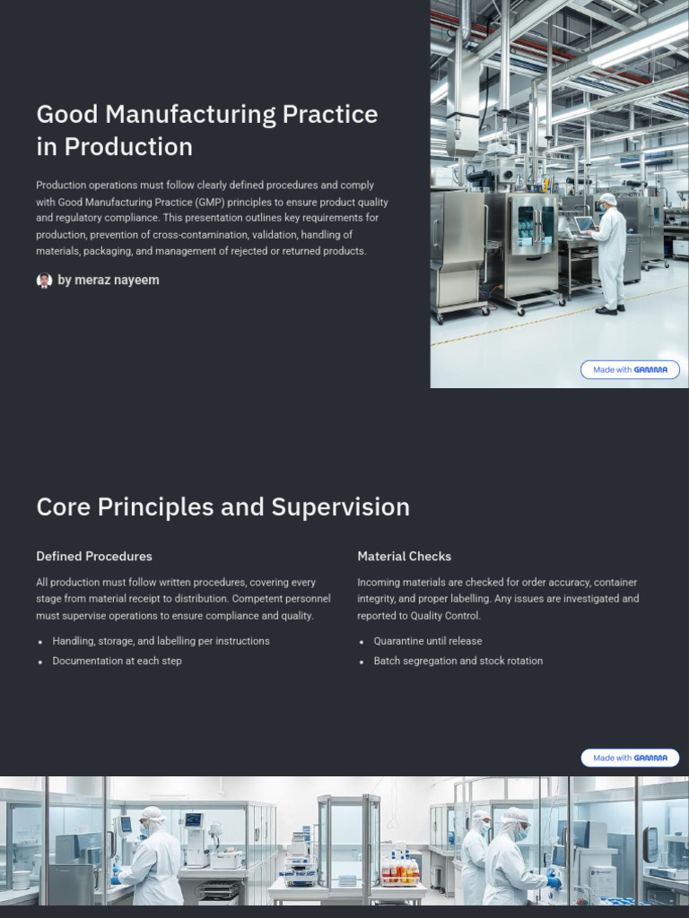 GMP Compliance in Production Operations | PDF | Verification And ...