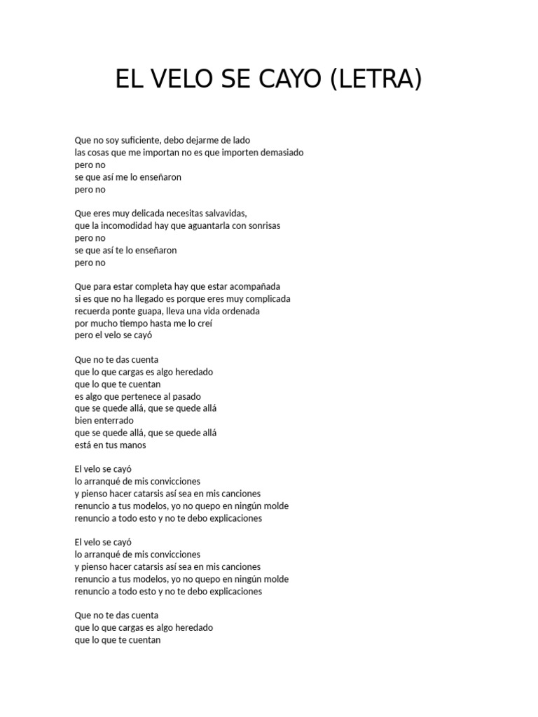El Velo Se Cayó: Letra y Significado | PDF