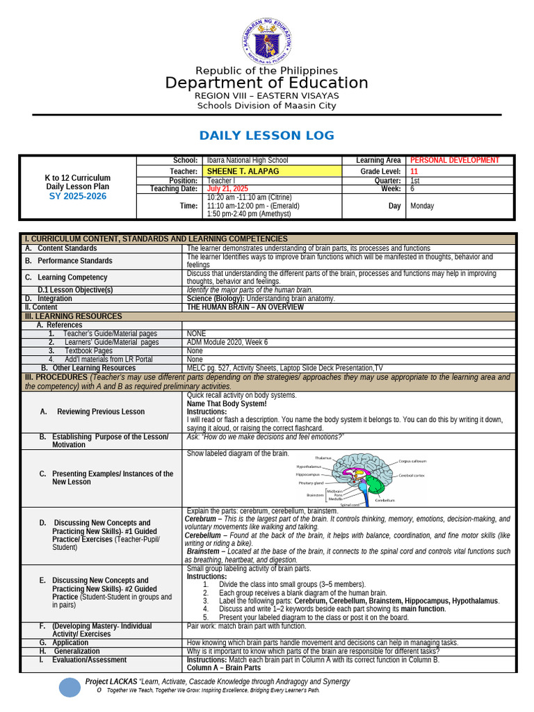 DLP Perdev Q1-Week 6 Day 1 | PDF | Brain | Learning
