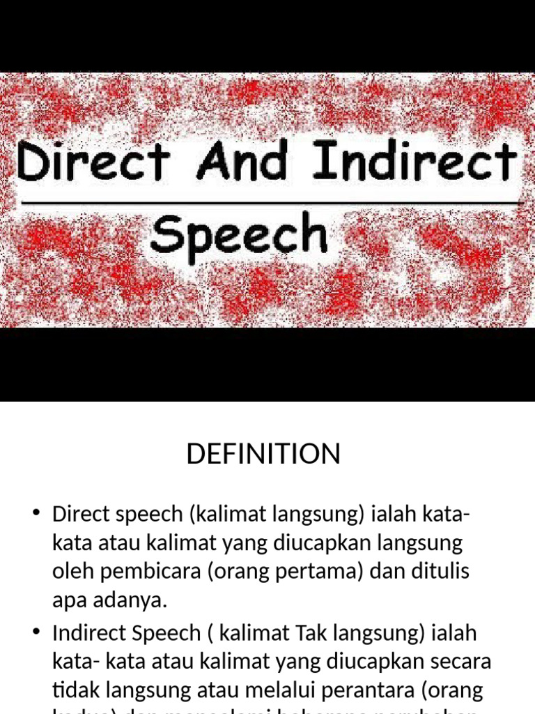 Direct Indirect (Reported Speech) | PDF