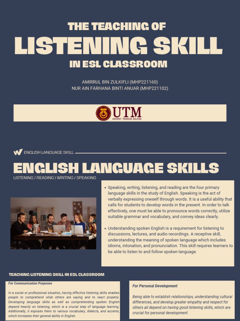 Teaching Listening Skills in ESL | PDF | English As A Second Or Foreign ...