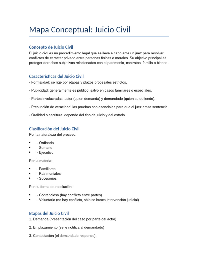 Mapa Conceptual Juicio Civil | PDF