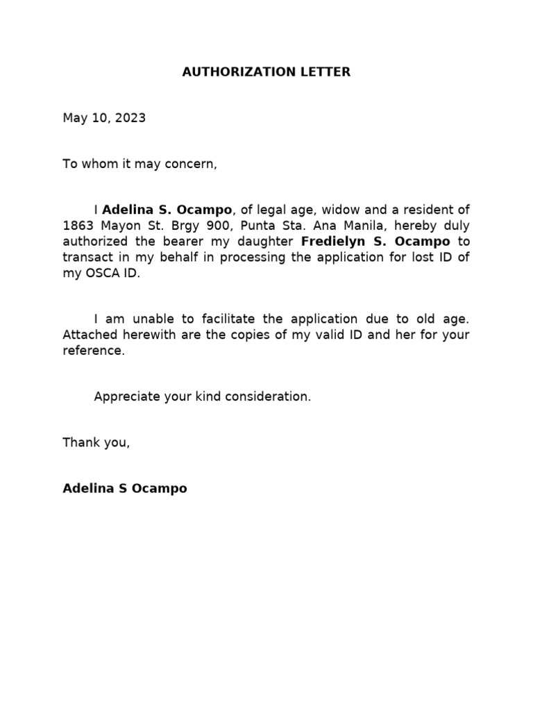 Authorization Letter | PDF