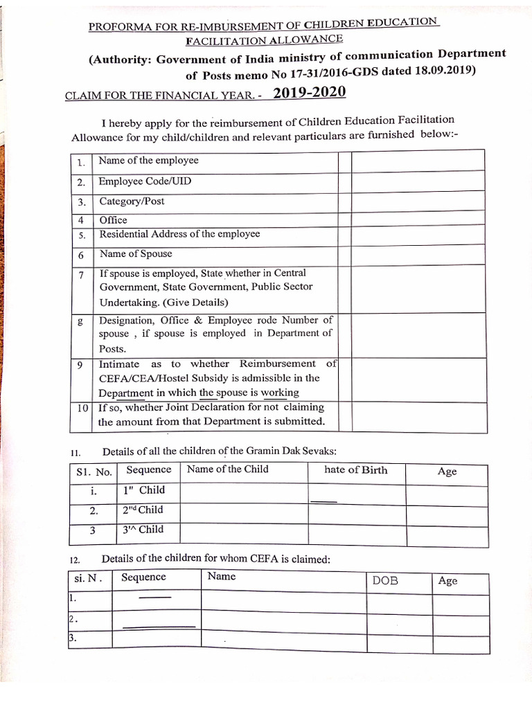 GDS Children Allowance Application Form - 240313 - 203837 | PDF