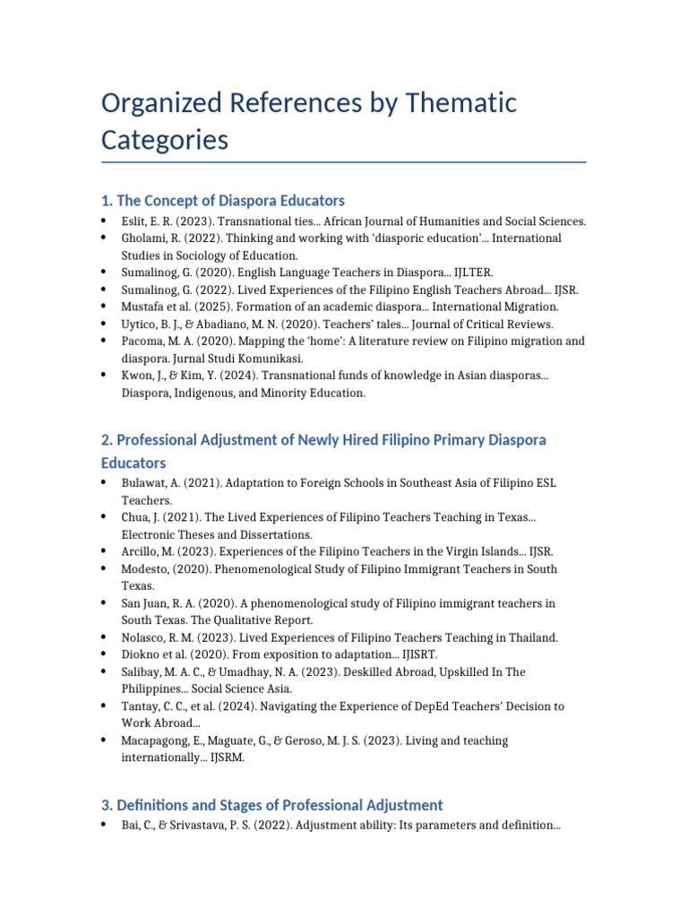 Organized References Filipino Diaspora Educators | PDF | Diaspora