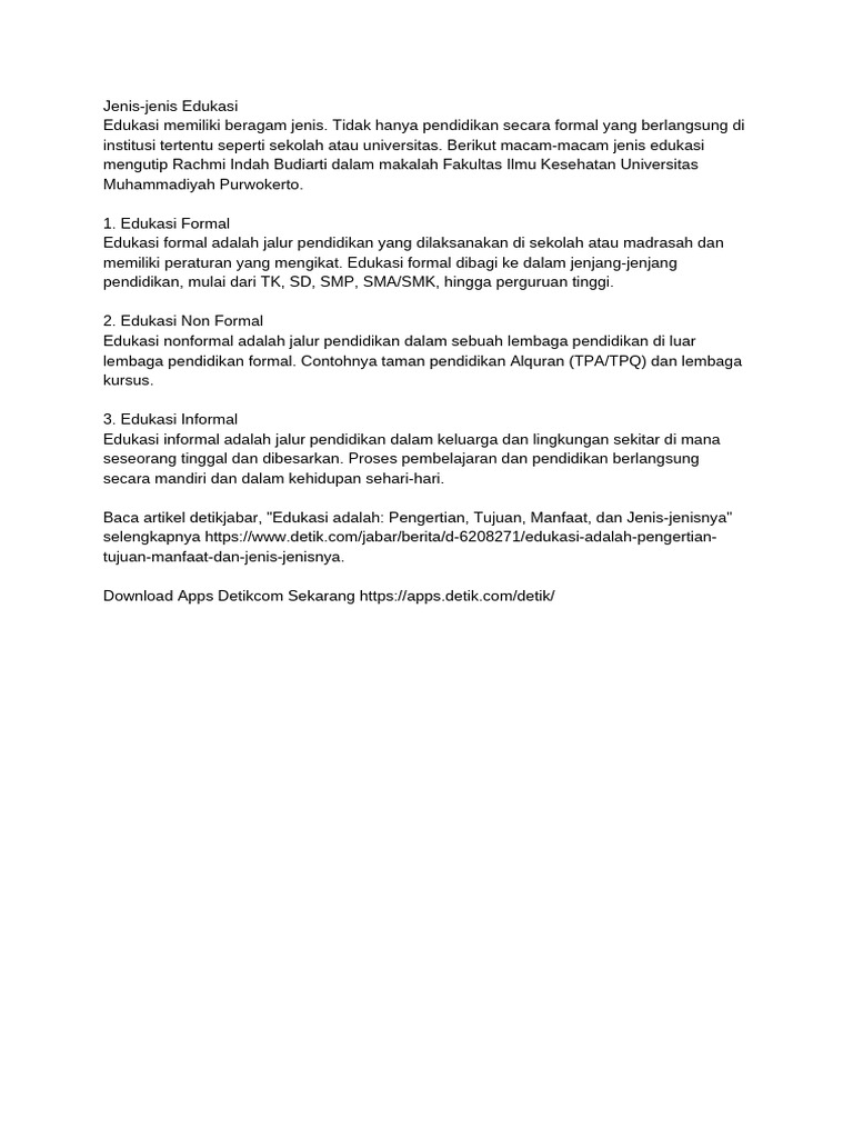 Jenis-Jenis Edukasi | PDF