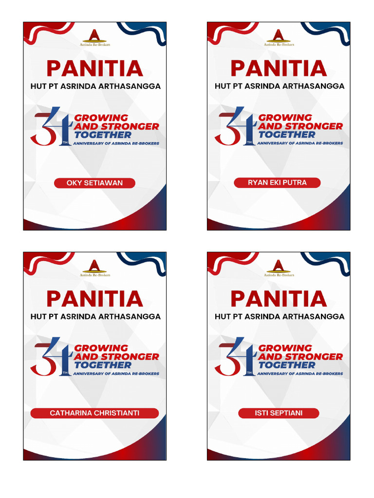 ID Card Panitia HUT 34th - PT Asrinda Arthasangga | PDF