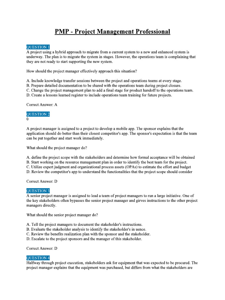 PMP Sample | PDF