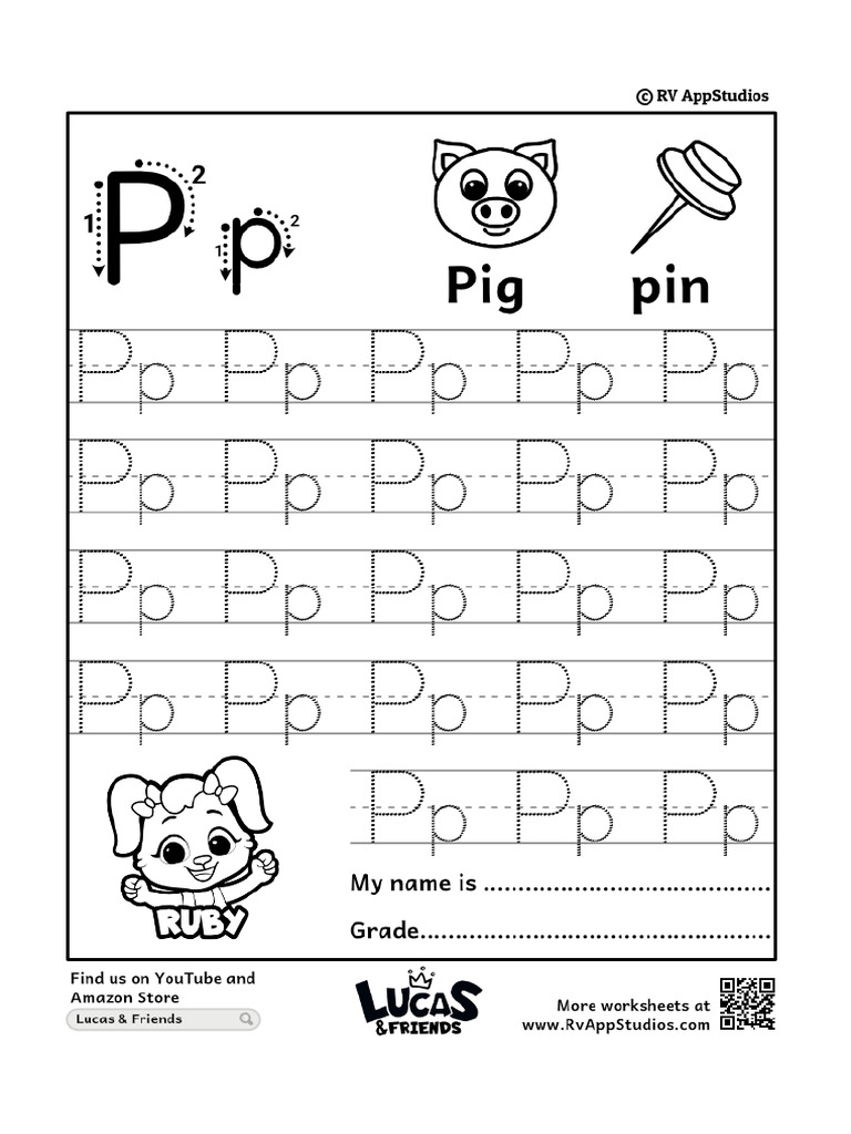 259 Free Printable Worksheets For Kids Alphabet Letter PP Tracing BW | PDF