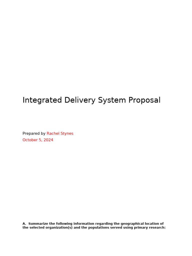 Task 2 - Integrated Delivery System Proposal - Rachel - Stynes | PDF ...