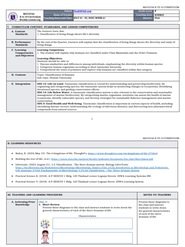Taxonomic Classification of Humans | PDF | Organisms | Biology