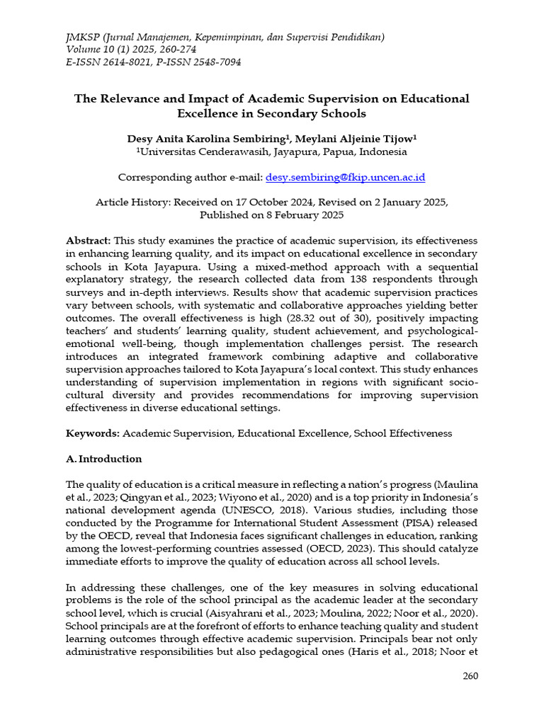 Impact of Academic Supervision on Education | PDF | Teachers | Survey ...