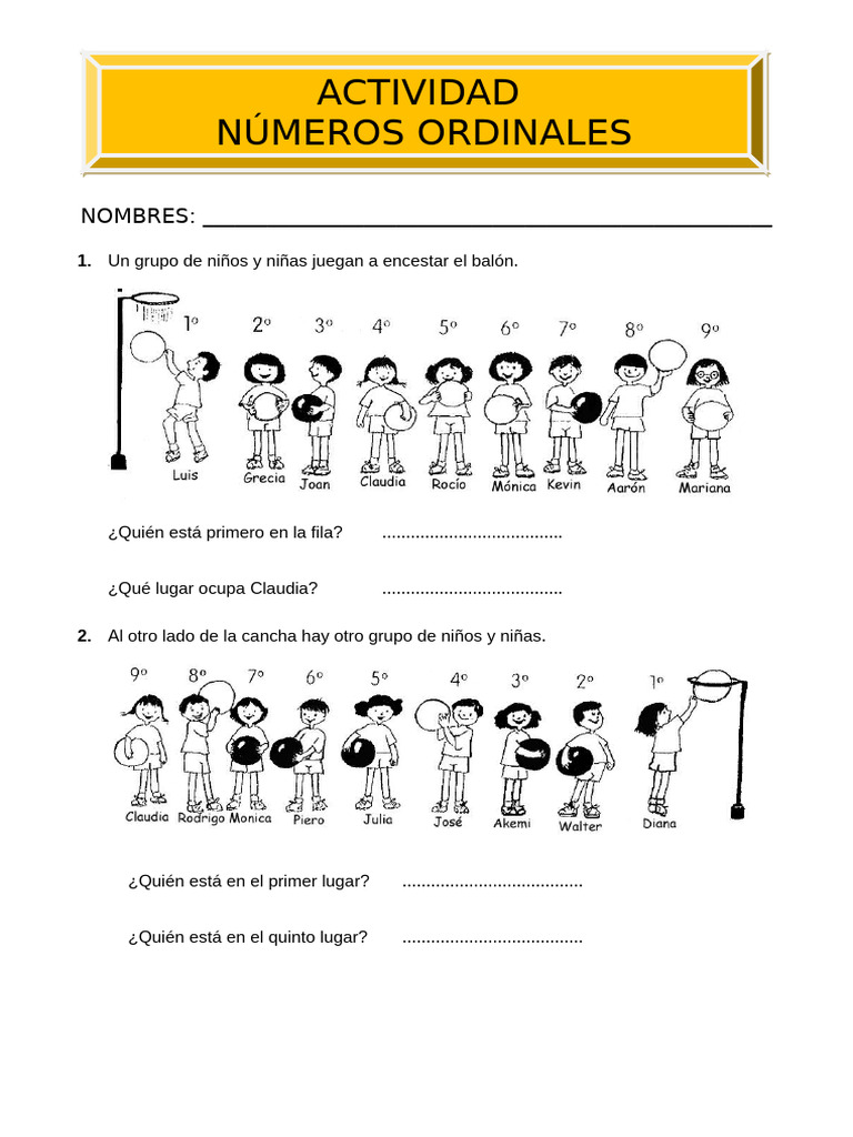 Números Ordinales | PDF