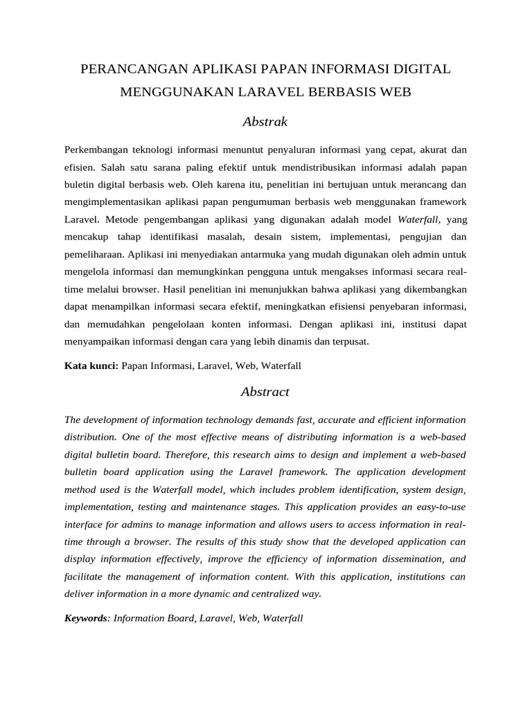 Perancangan Aplikasi Papan Informasi Menggunakan Laravel Berbasis Web | PDF