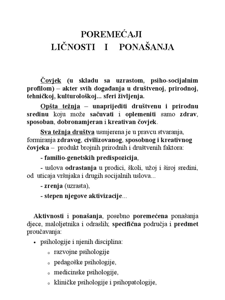 Poremeceno Ponasanje... | PDF